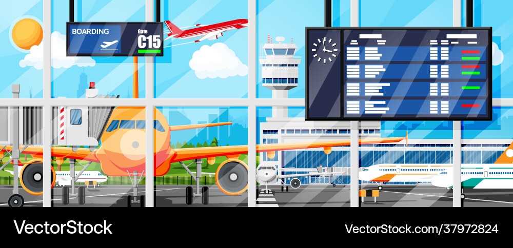 Plane before takeoff Royalty Free Vector Image