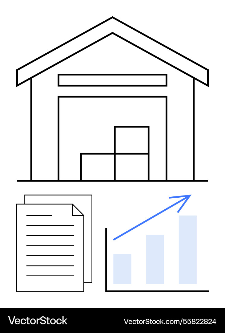 Warehouse storage with growth chart and business Vector Image