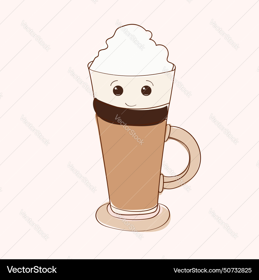Emoticon face coffee cup Royalty Free Vector Image