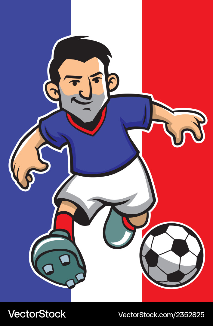 France soccer player with flag background Vector Image