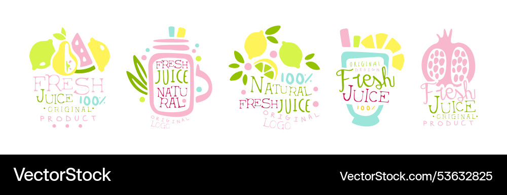 Fresh juice original design logo and labels Vector Image