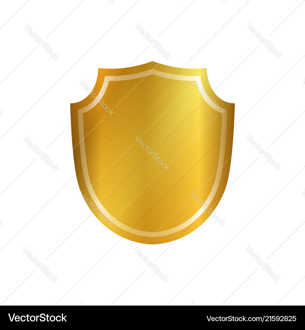 Gold shield shape icon 3d golden emblem sign Vector Image