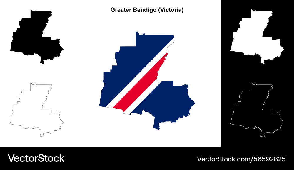 Greater bendigo outline map Royalty Free Vector Image