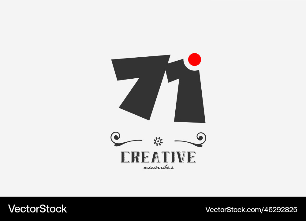 Grey 71 number logo icon design with red dot Vector Image