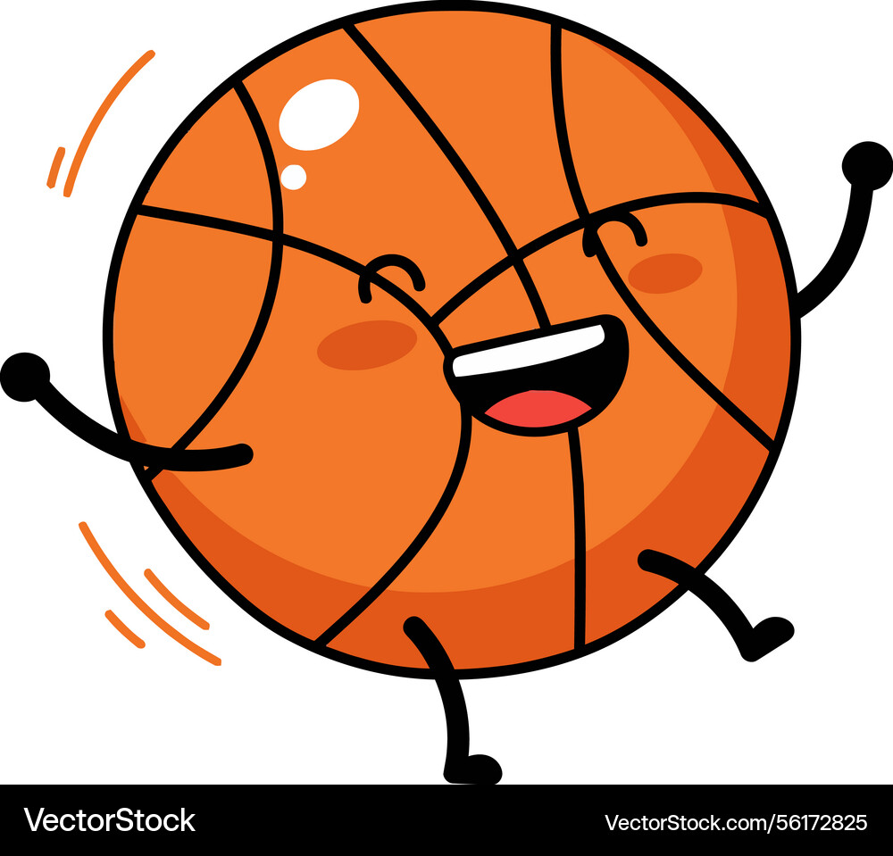 Happy cartoon basketball character bouncing Vector Image