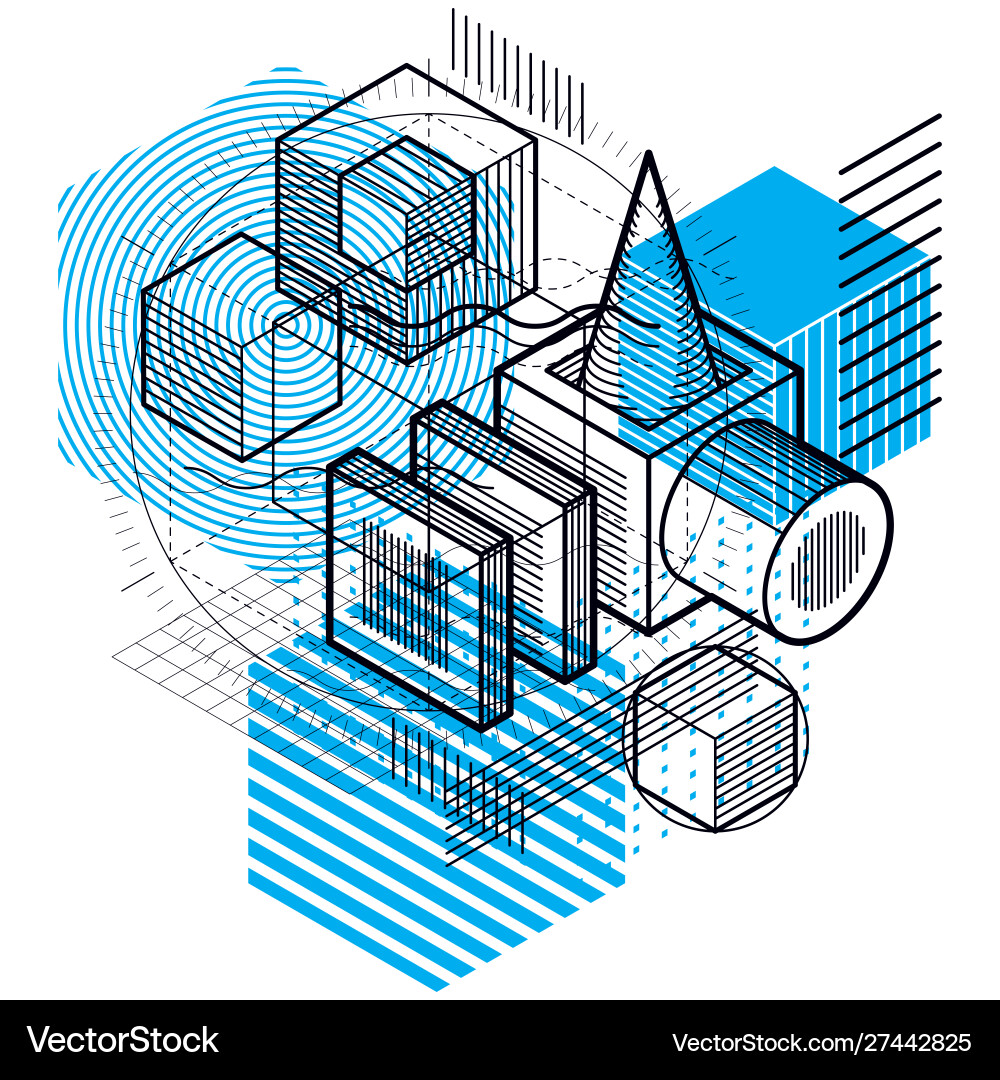 Lines and shapes abstract isometric 3d background Vector Image