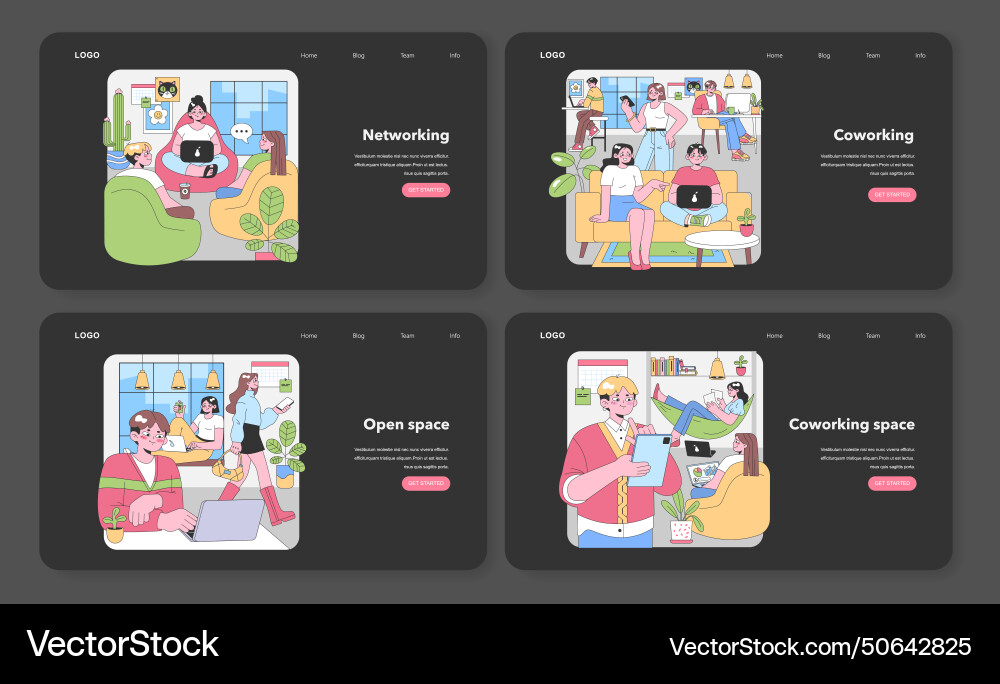 Modern workspace set flat Royalty Free Vector Image