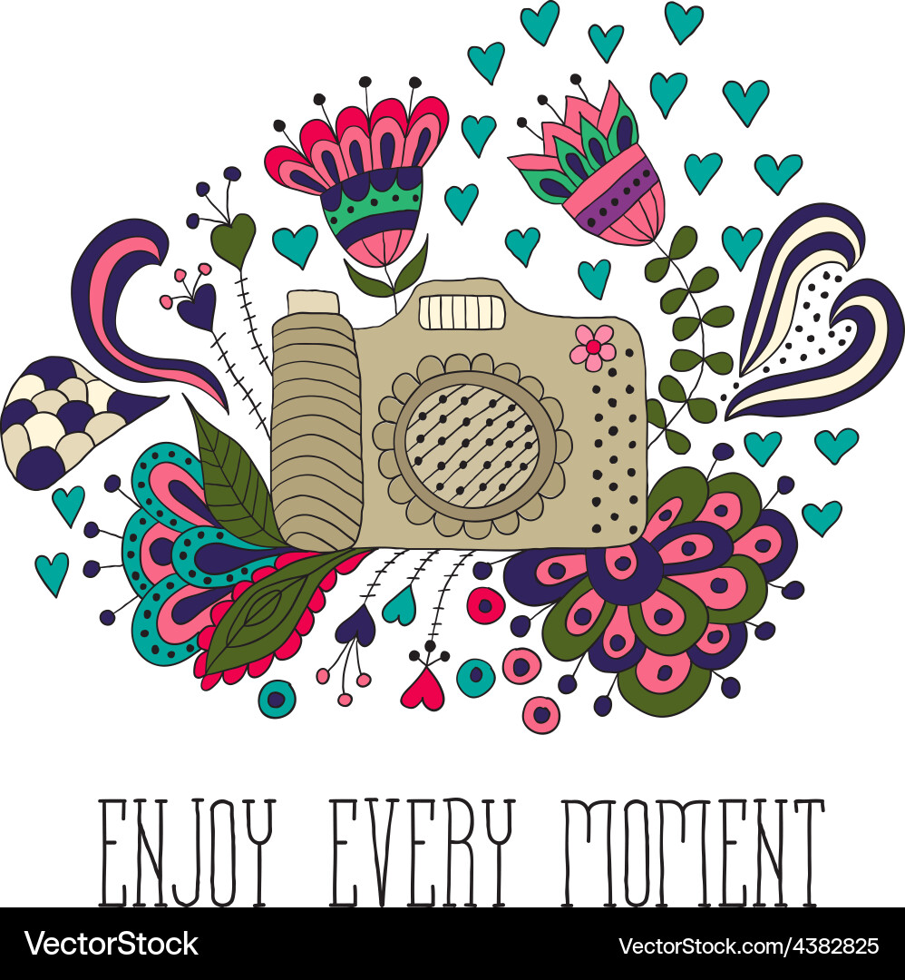 Photo camera with motivational quotes remember Vector Image