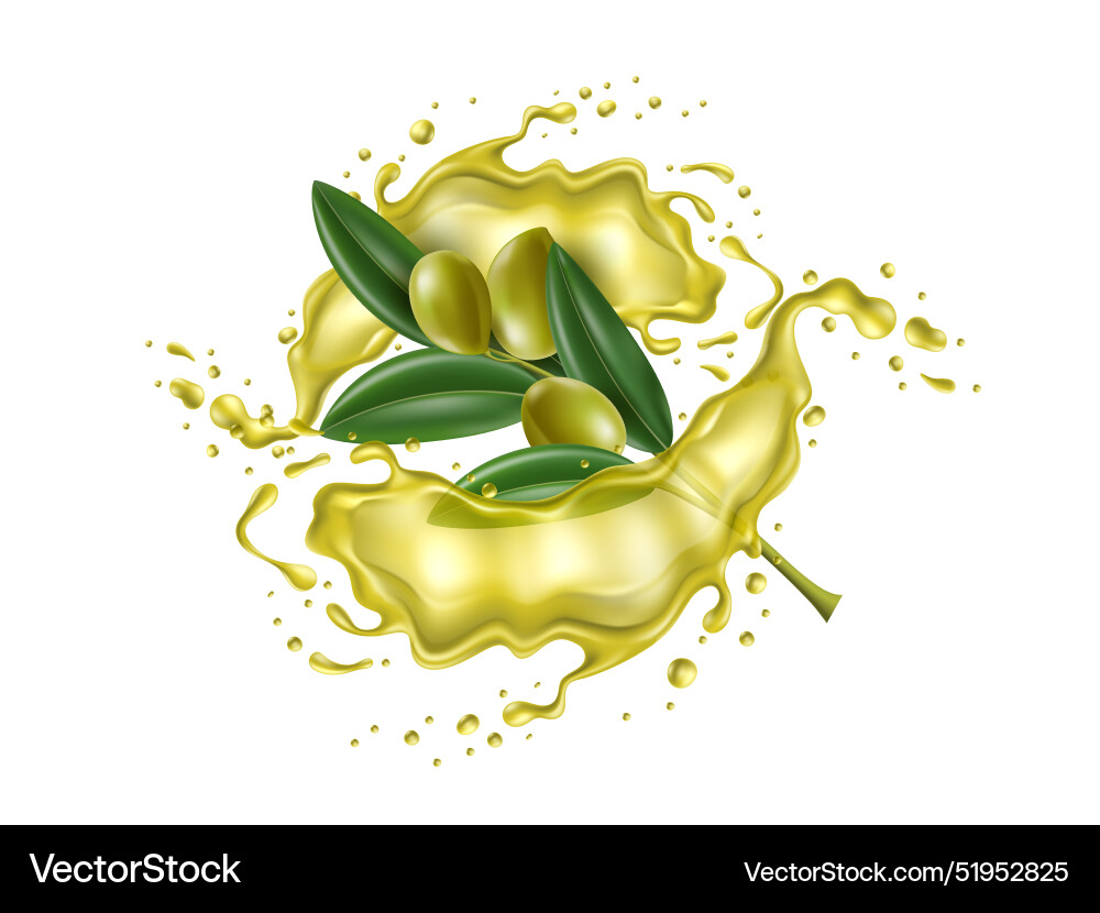 Realistic olive oil splash isolated 3d Royalty Free Vector