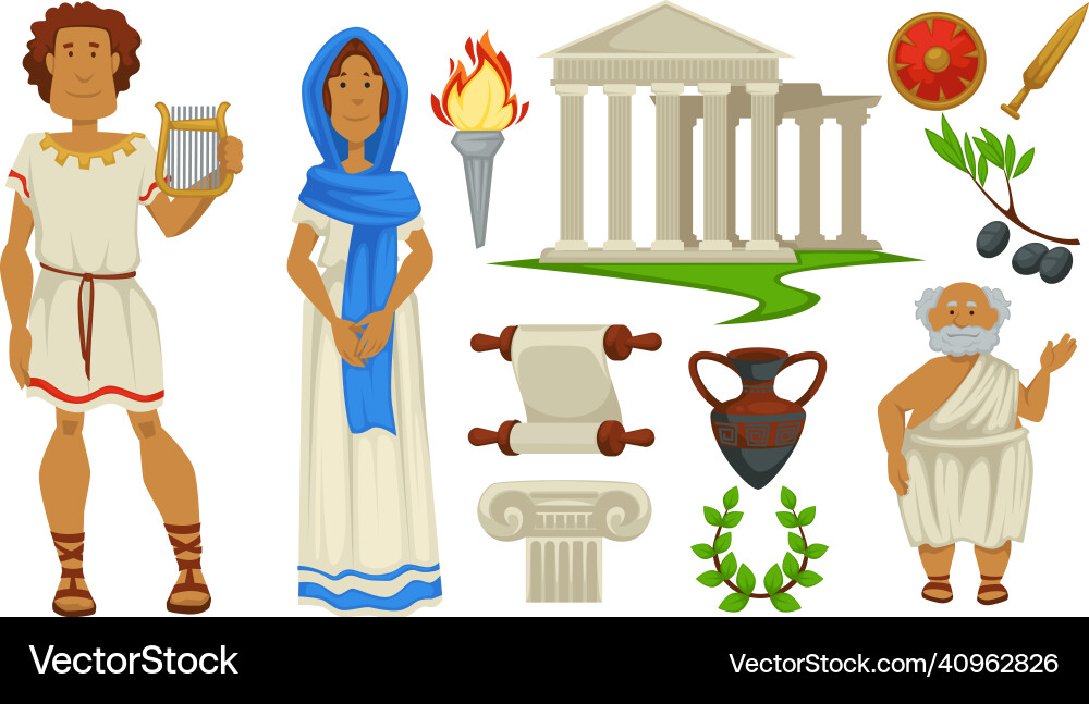 Ancient greece culture clothes and architecture Vector Image