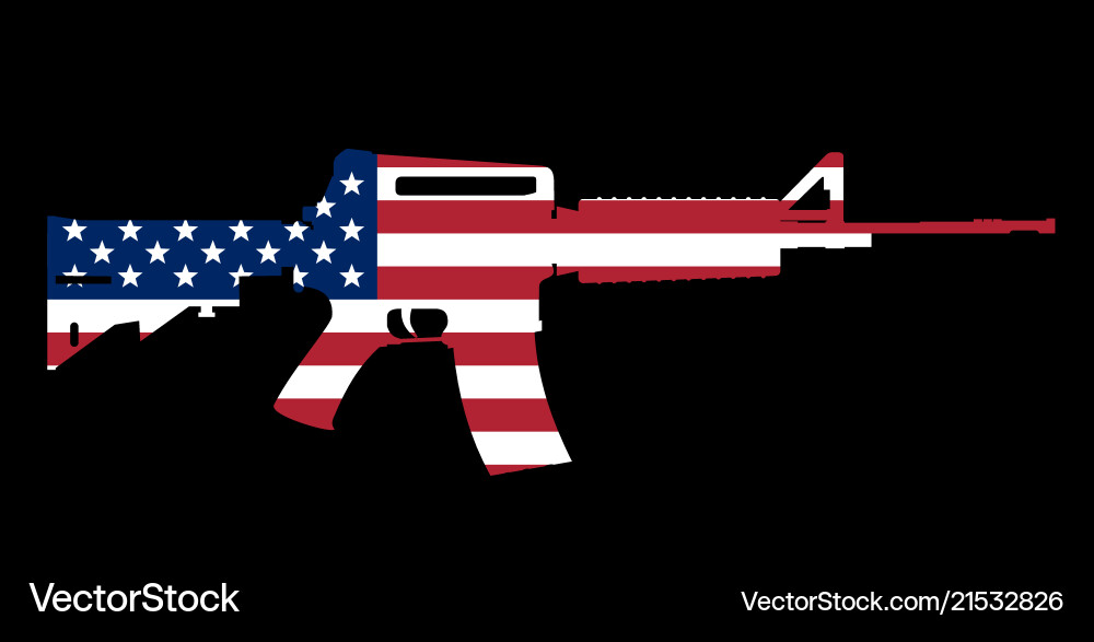 Assault rifle and flag Royalty Free Vector Image