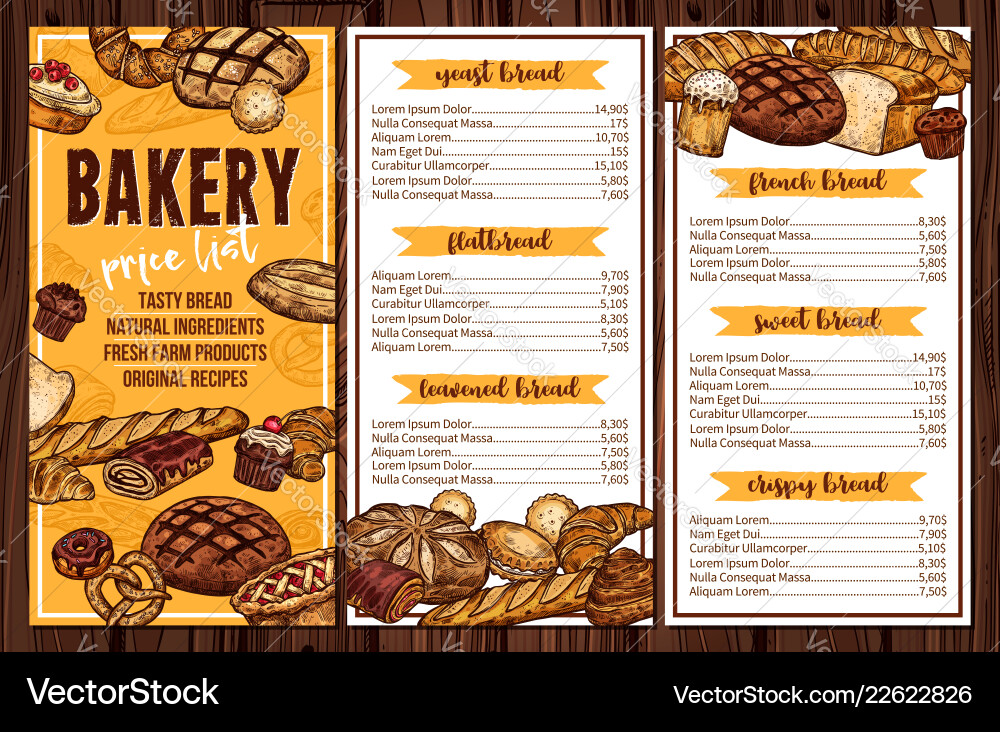 Bakery & Pastry Menu Royalty Free Vector Image