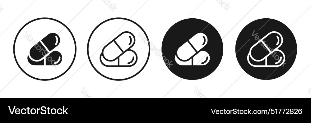 Capsules line icon set Royalty Free Vector Image
