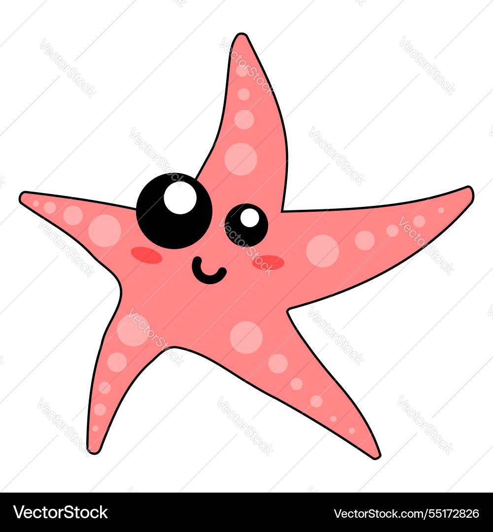 Cute smiling starfish happy cartoon Royalty Free Vector