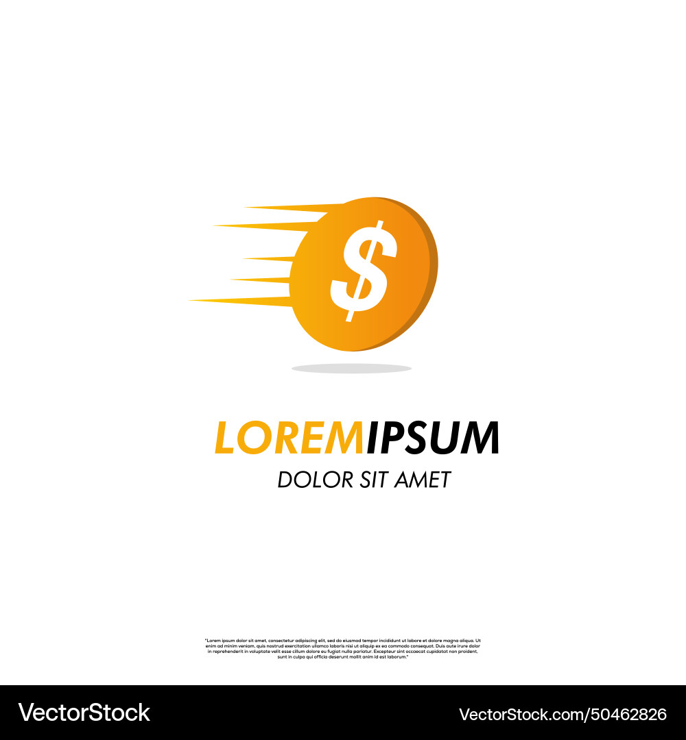 Fast coin logo design concept fly Royalty Free Vector Image