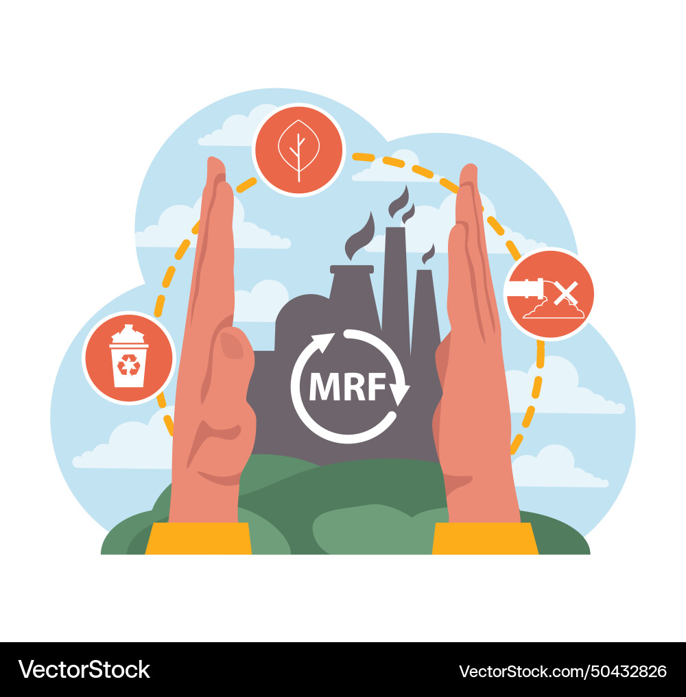 Material recovery facility focus flat Royalty Free Vector