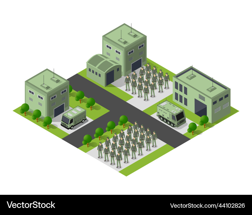 Military Base Camp Isometric Royalty Free Vector Image