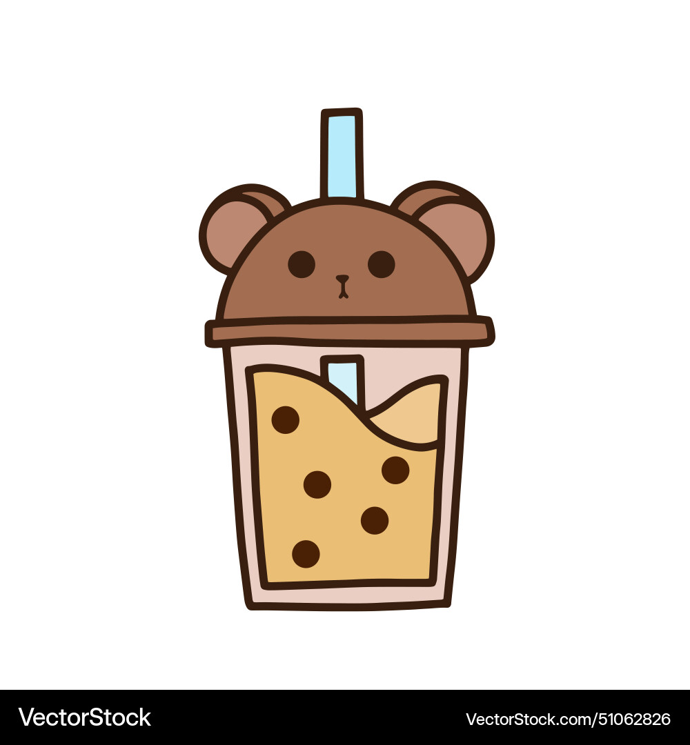 Milk bubble tea doodle drawing a glass Royalty Free Vector