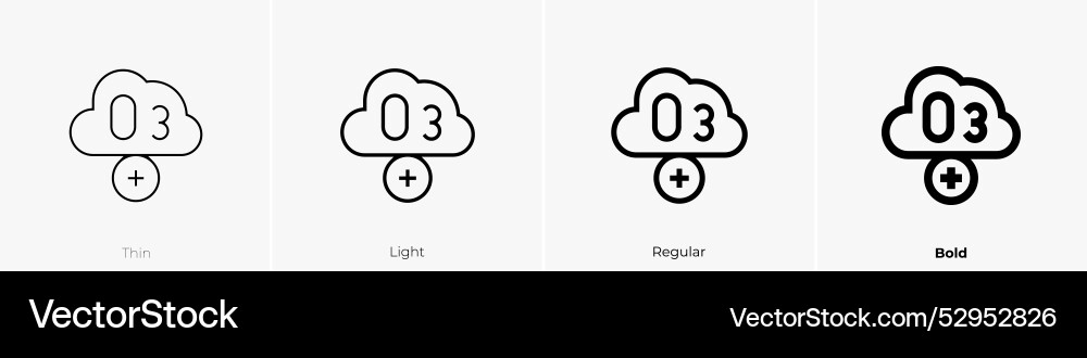 Ozone icon thin light regular and bold style Vector Image