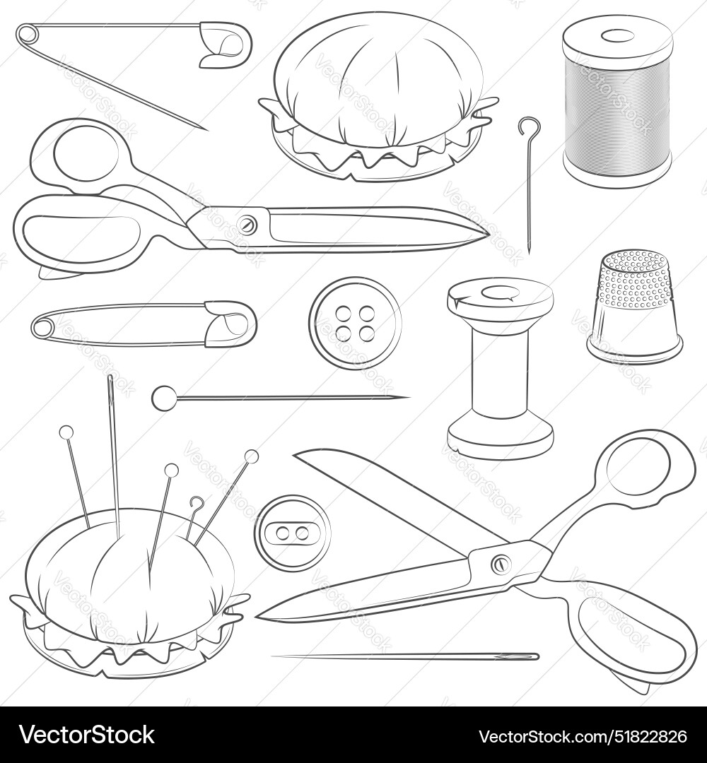 Set of with sewing supplies Royalty Free Vector Image