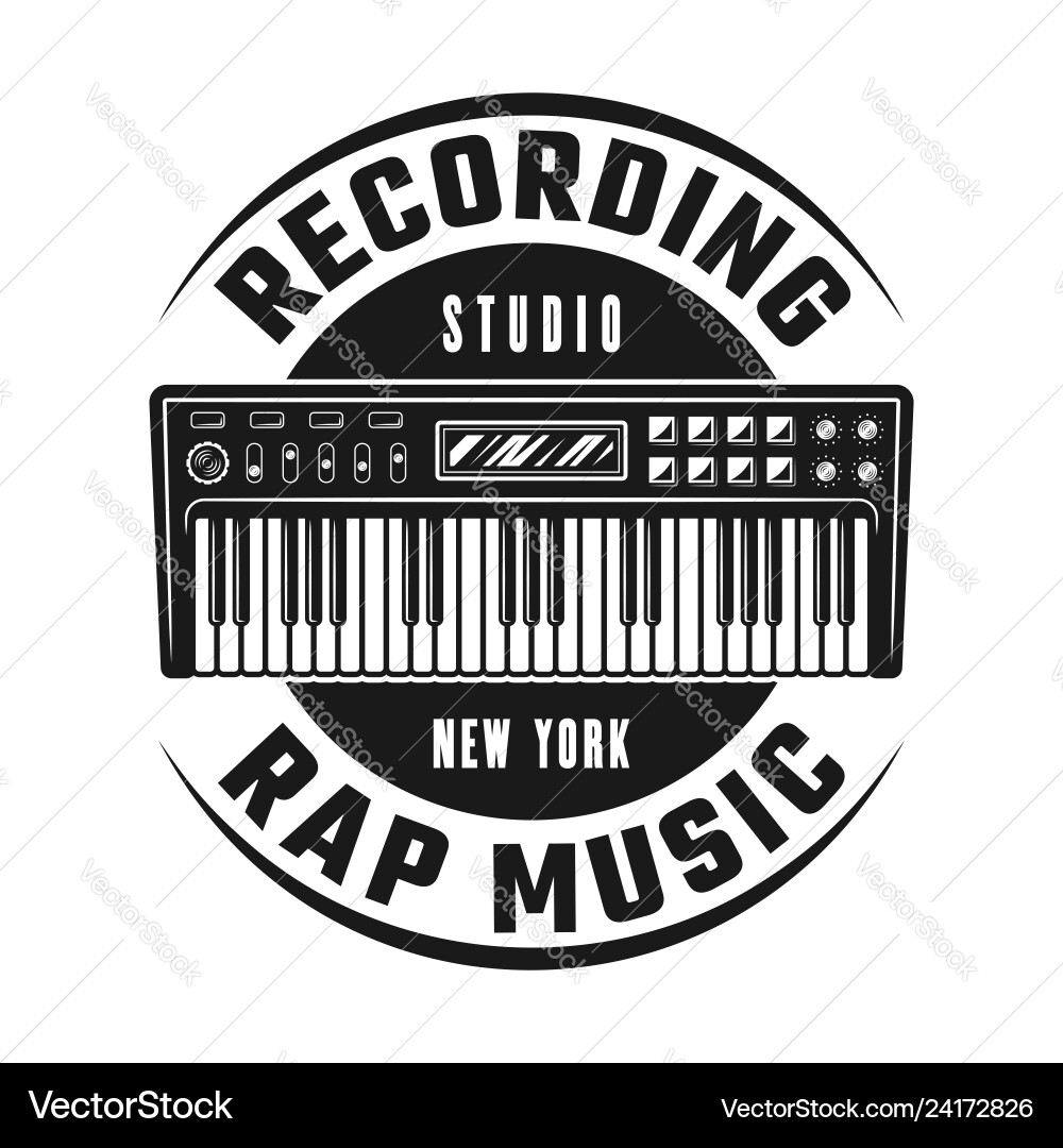 Synthesizer emblem for recording studio Royalty Free Vector