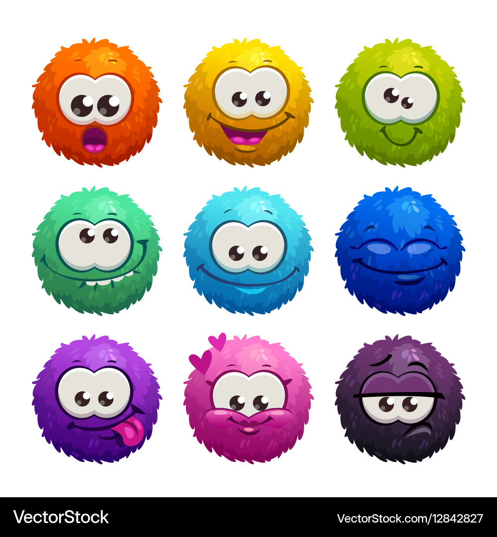 Cute Cartoon Round Characters Royalty Free Vector Image