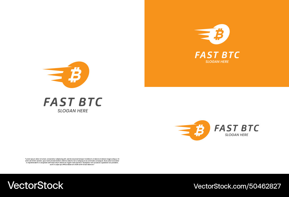 Fast bitcoin logo design icon template speed Vector Image