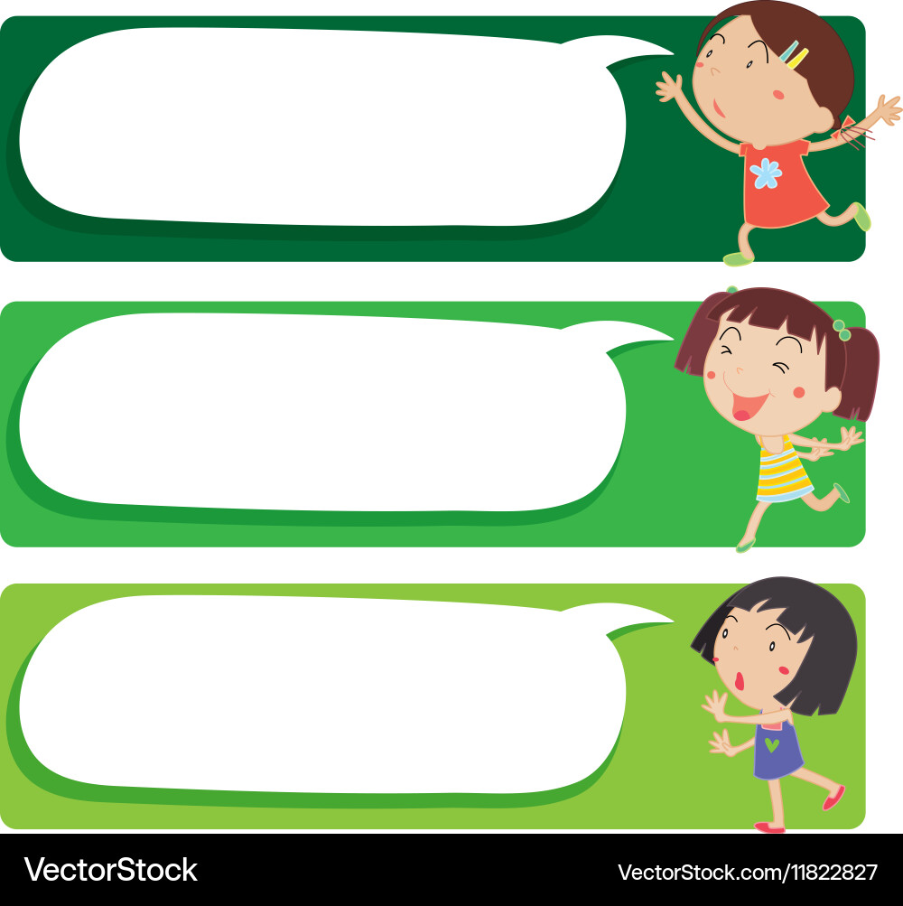 Label design with many girls Royalty Free Vector Image