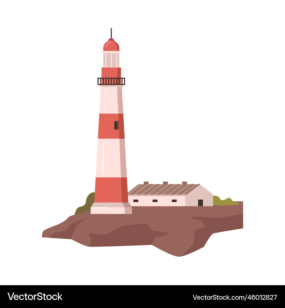 Lighthouse or beacon in island Royalty Free Vector Image