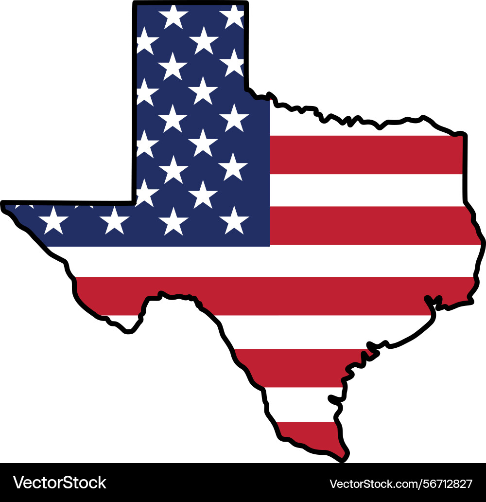 Map of texas state design with usa flag Royalty Free Vector