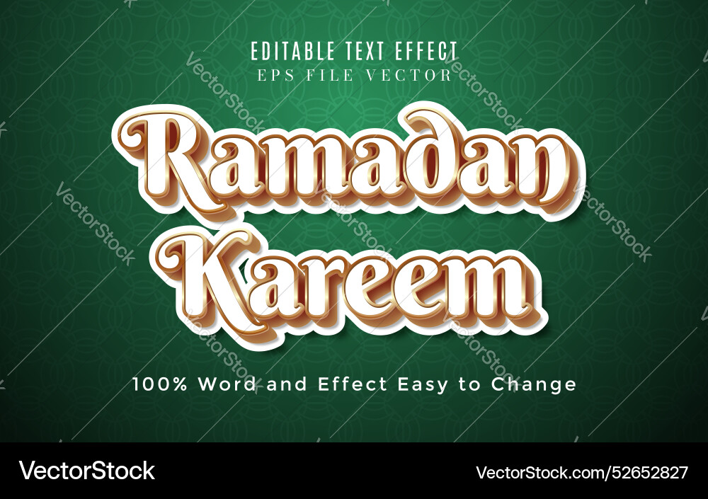 Ramadan kareem text editable effect Royalty Free Vector