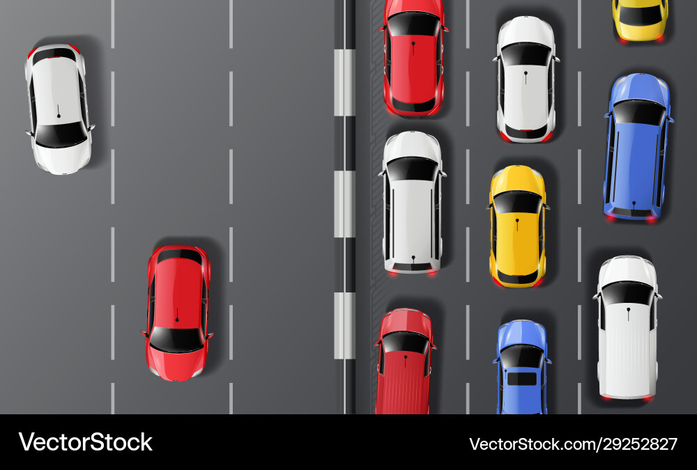 Traffic top view composition Royalty Free Vector Image