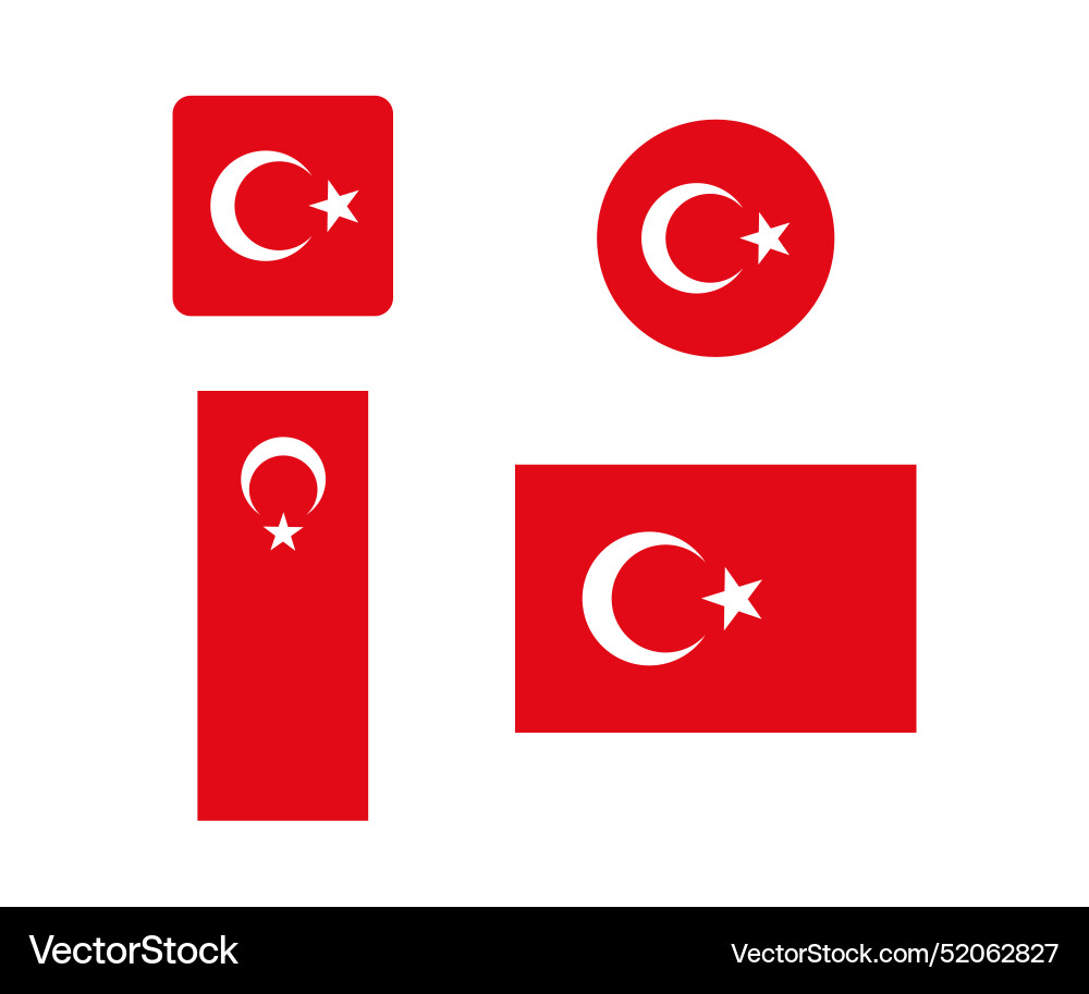 Turkey flag set and turkey flag icon Royalty Free Vector