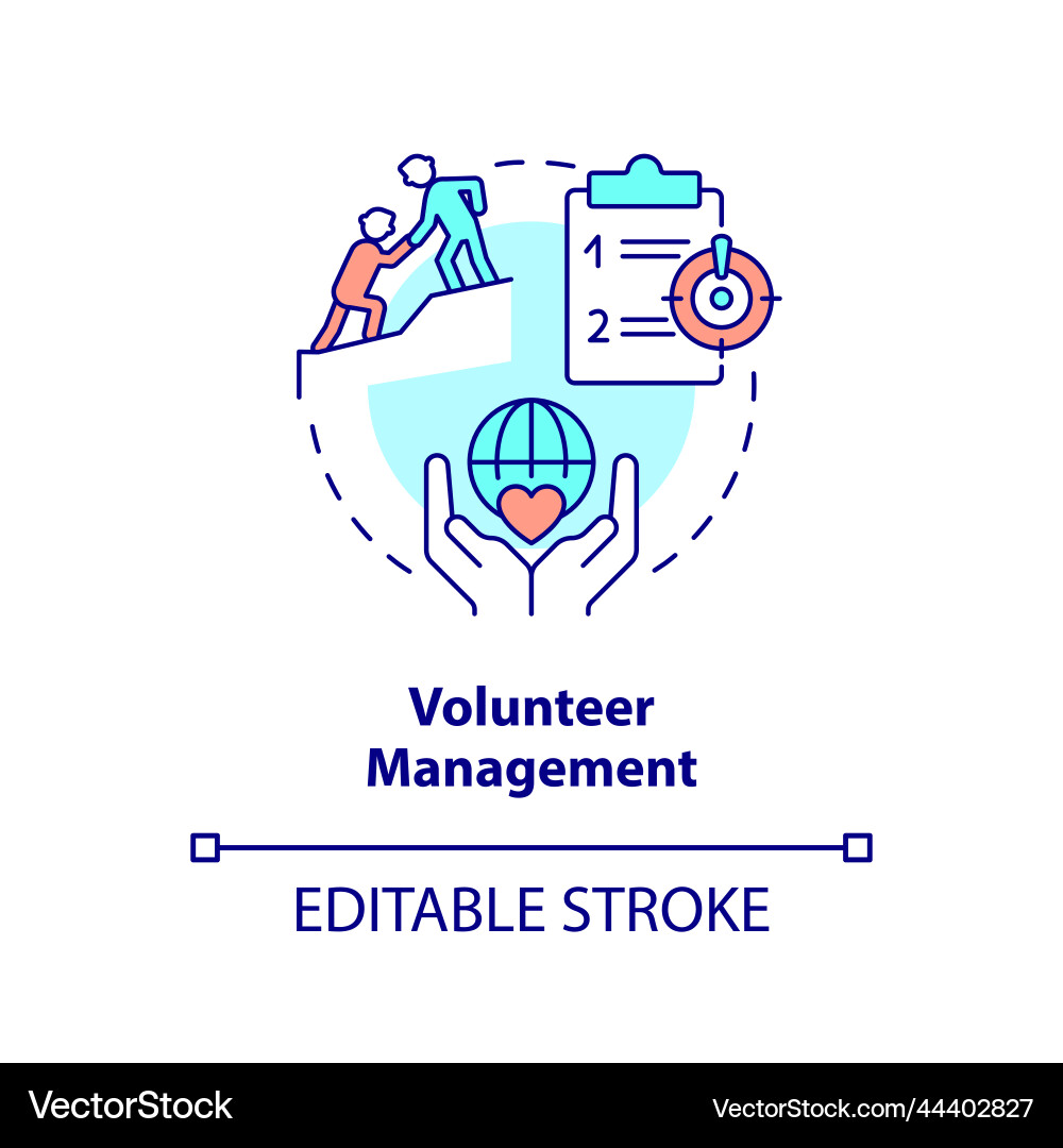 Volunteer management concept icon Royalty Free Vector Image