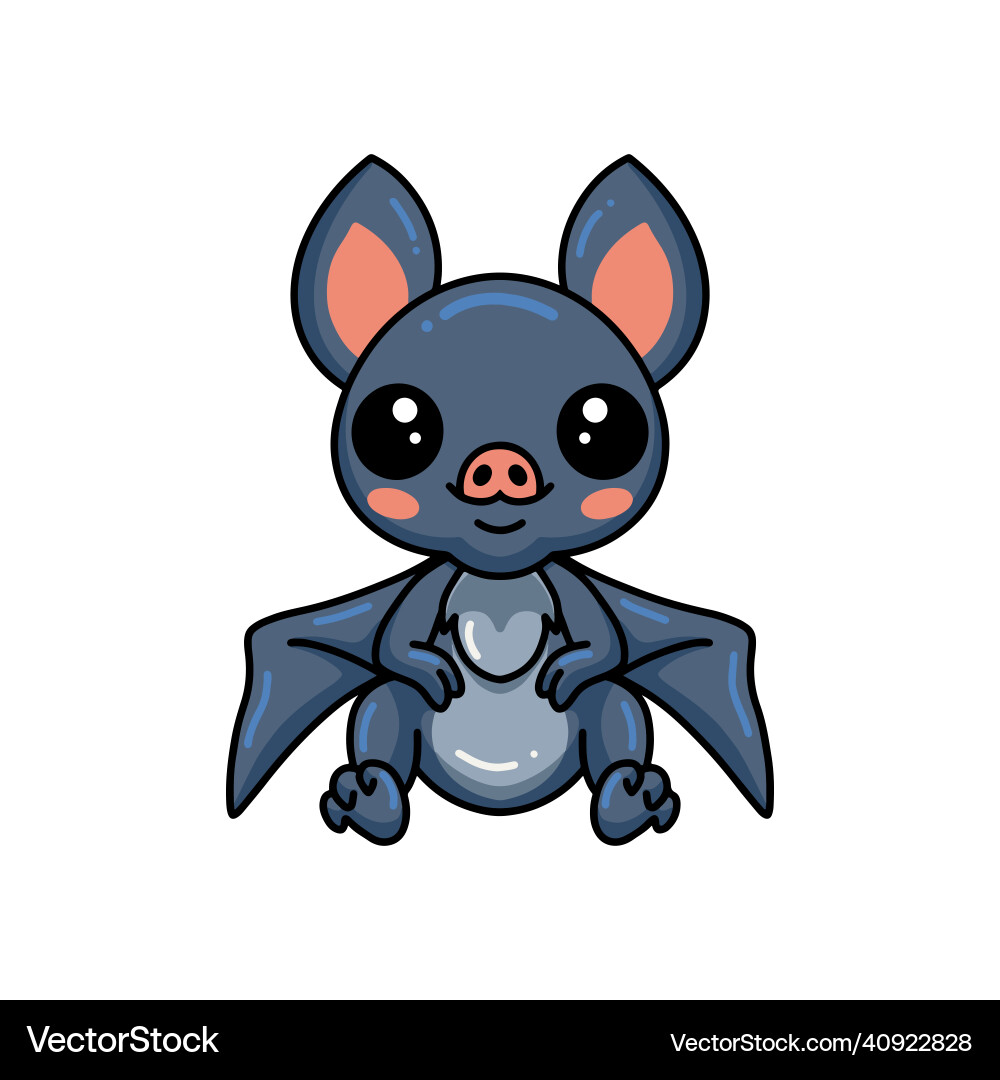Cute little bat cartoon sitting Royalty Free Vector Image