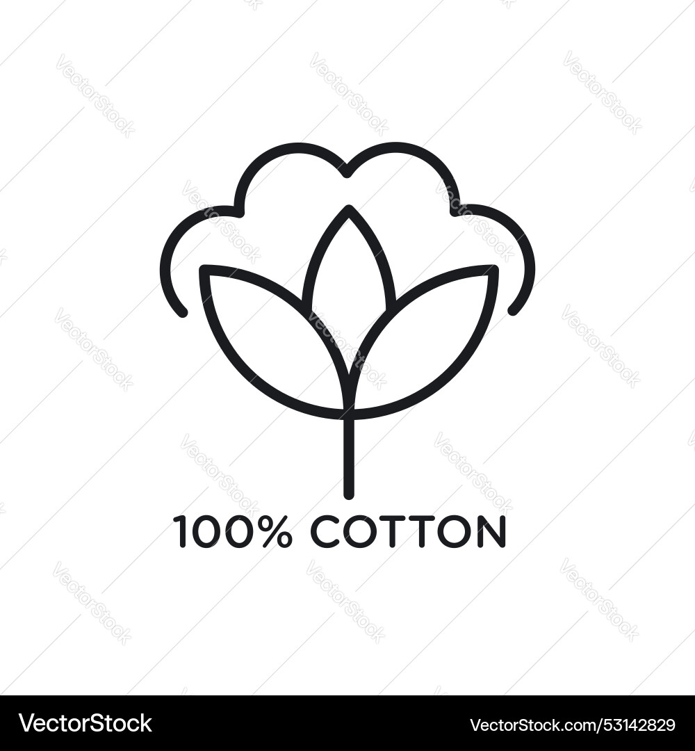 100 cotton icon symbol on white background Vector Image