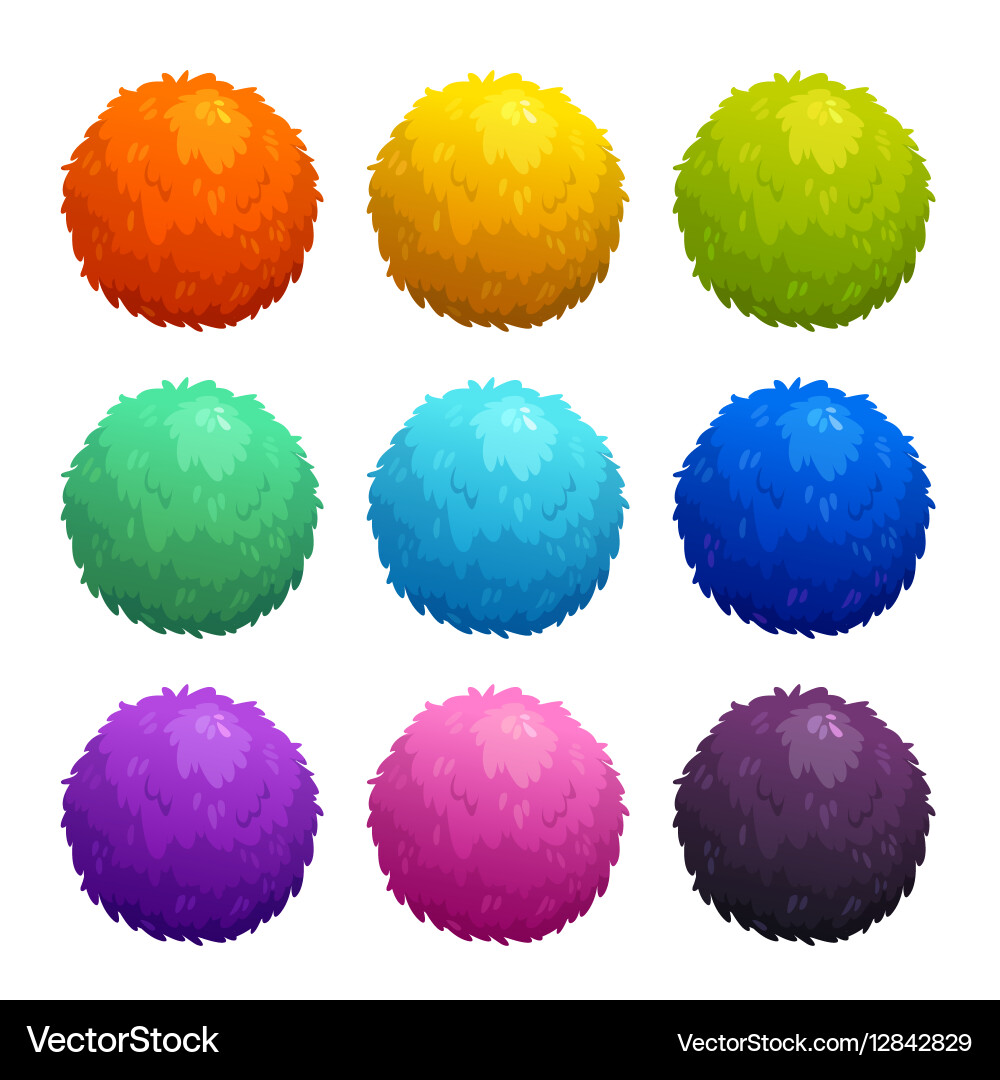 Colorful cartoon furry balls Royalty Free Vector Image