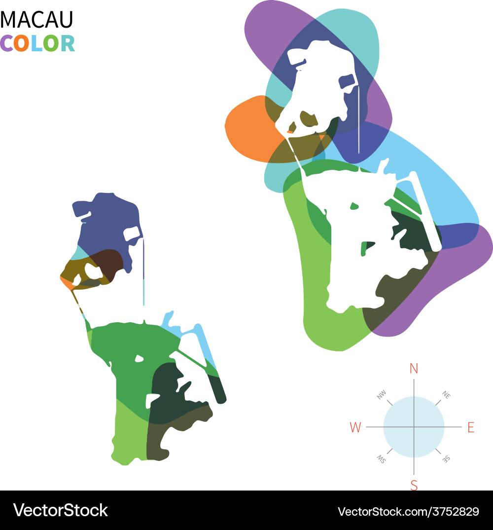 Colorful Macau Map Royalty Free Vector Image - VectorStock