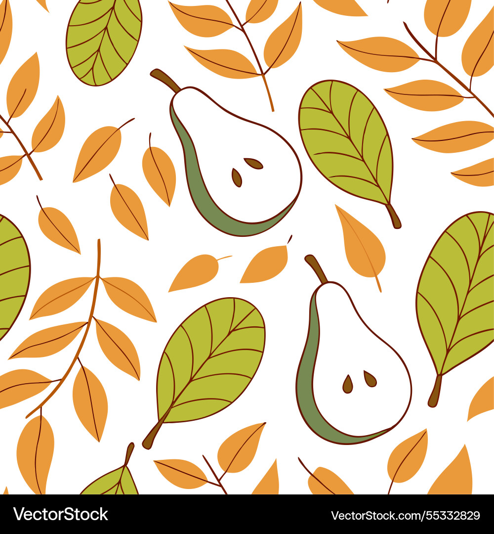 Cozy pear harvest seamless tile pattern with lush Vector Image