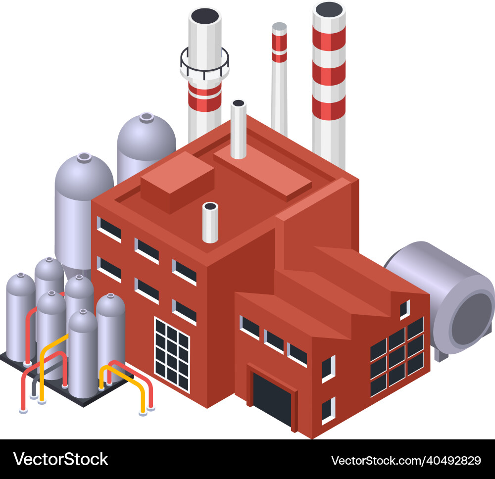 Electric plant isometric composition Royalty Free Vector