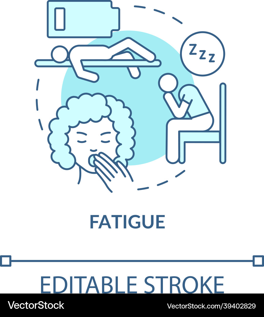 Fatigue blue concept icon Royalty Free Vector Image
