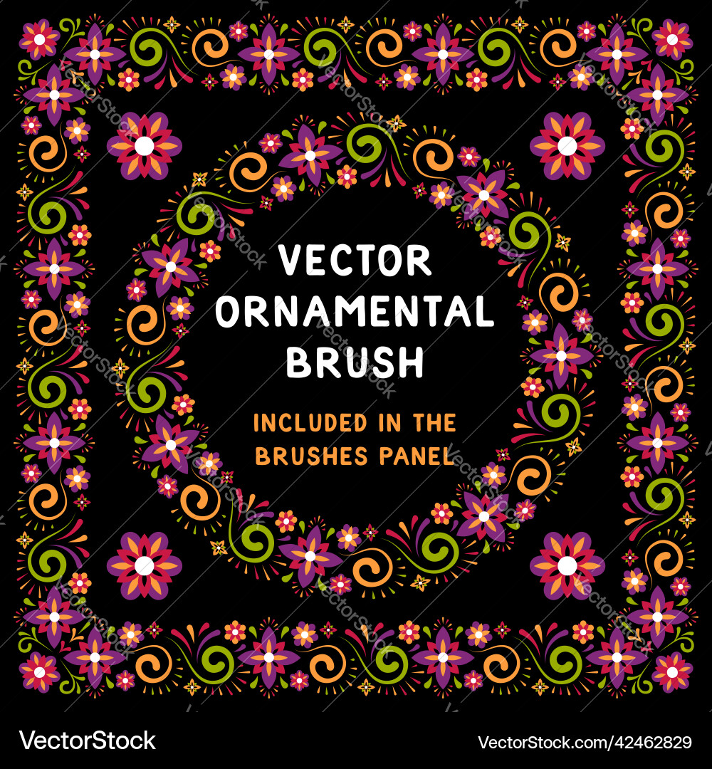 Floral folk pattern with flowers - ornamental Vector Image