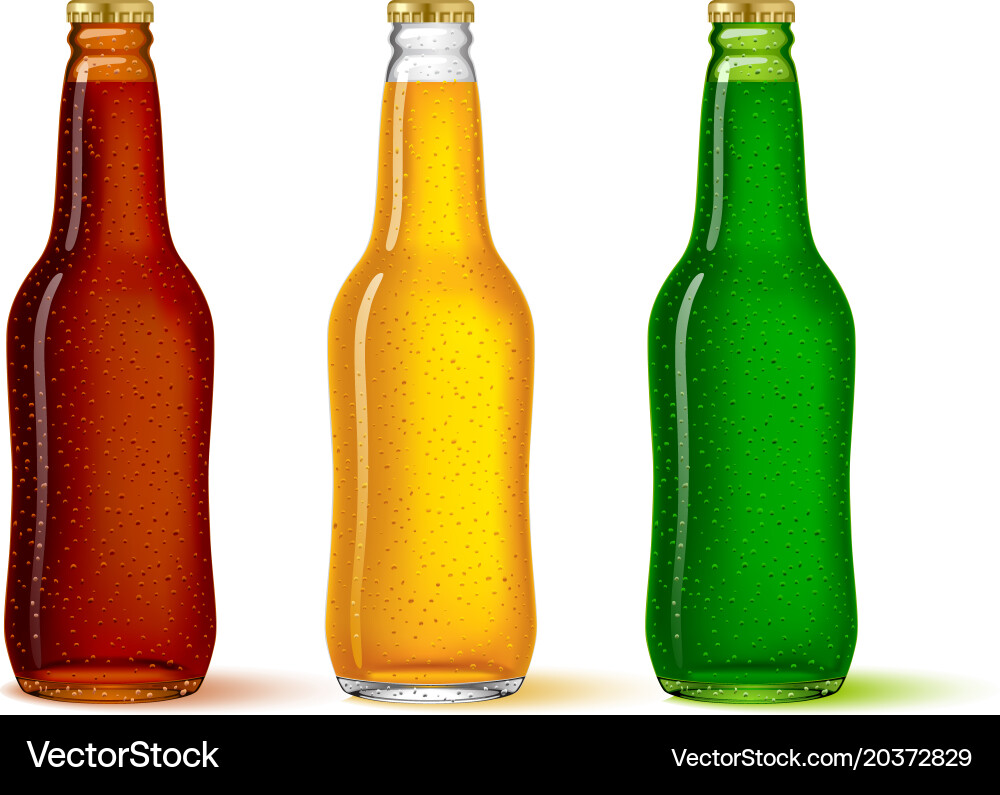 Glass bottles set of different colors Royalty Free Vector