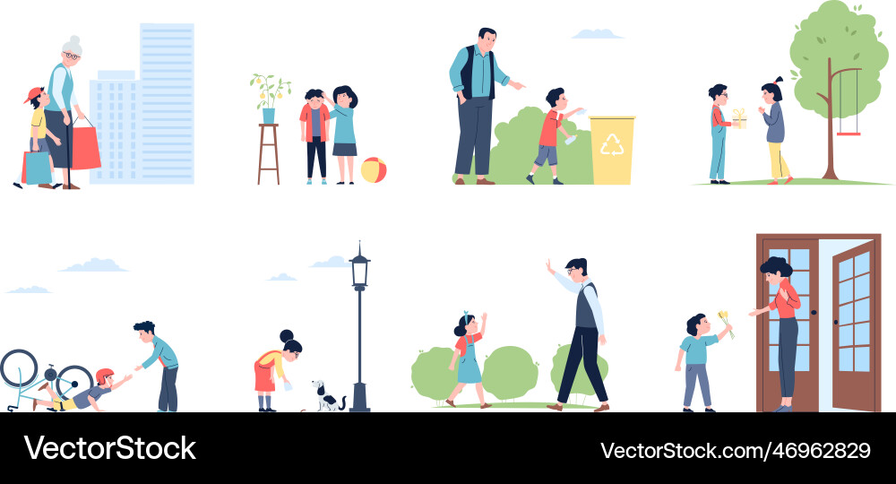 Good kids behaviour and manners polite children Vector Image