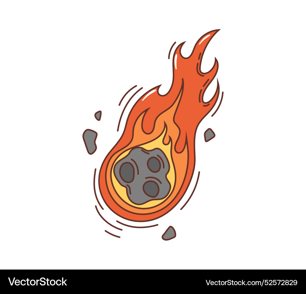 Groovy space asteroid in 70s or 80s retro cartoon Vector Image