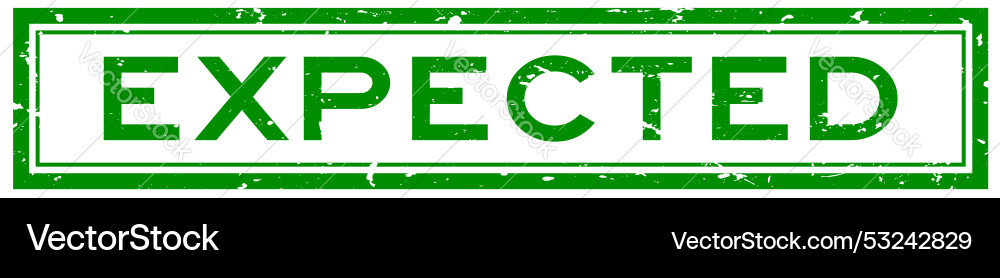 Grunge green expected word square rubber stamp Vector Image