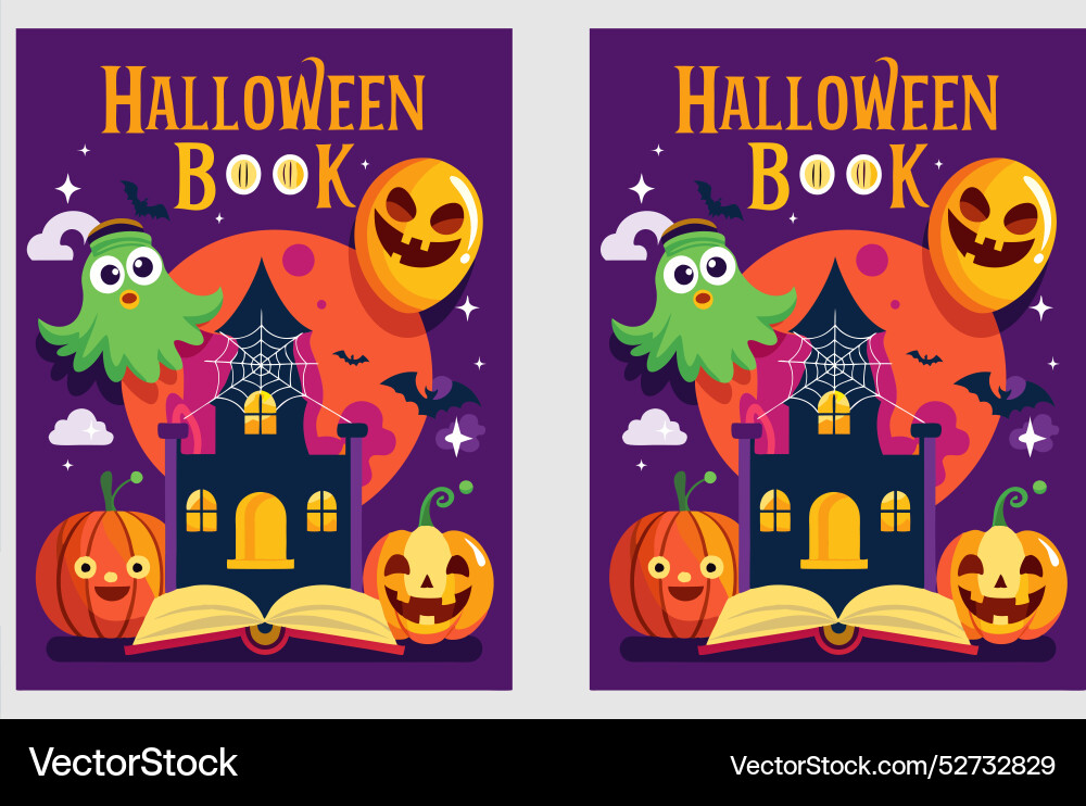 Halloween book cover design template Royalty Free Vector