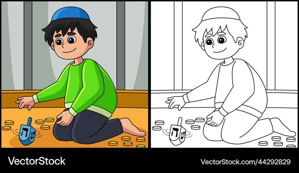 Hanukkah Dreidel Coloring Page Royalty Free Vector Image