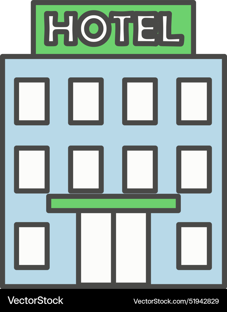 Hotel building icon isolated Royalty Free Vector Image