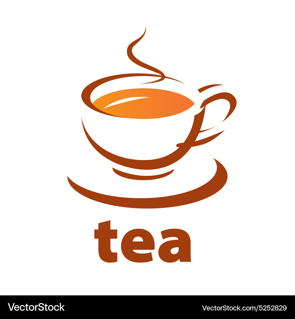Logo contour cup of tea Royalty Free Vector Image